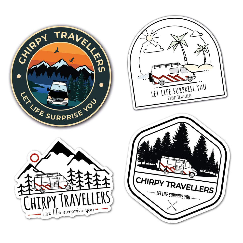 4 Sticker-Bundle – Chirpy Travellers